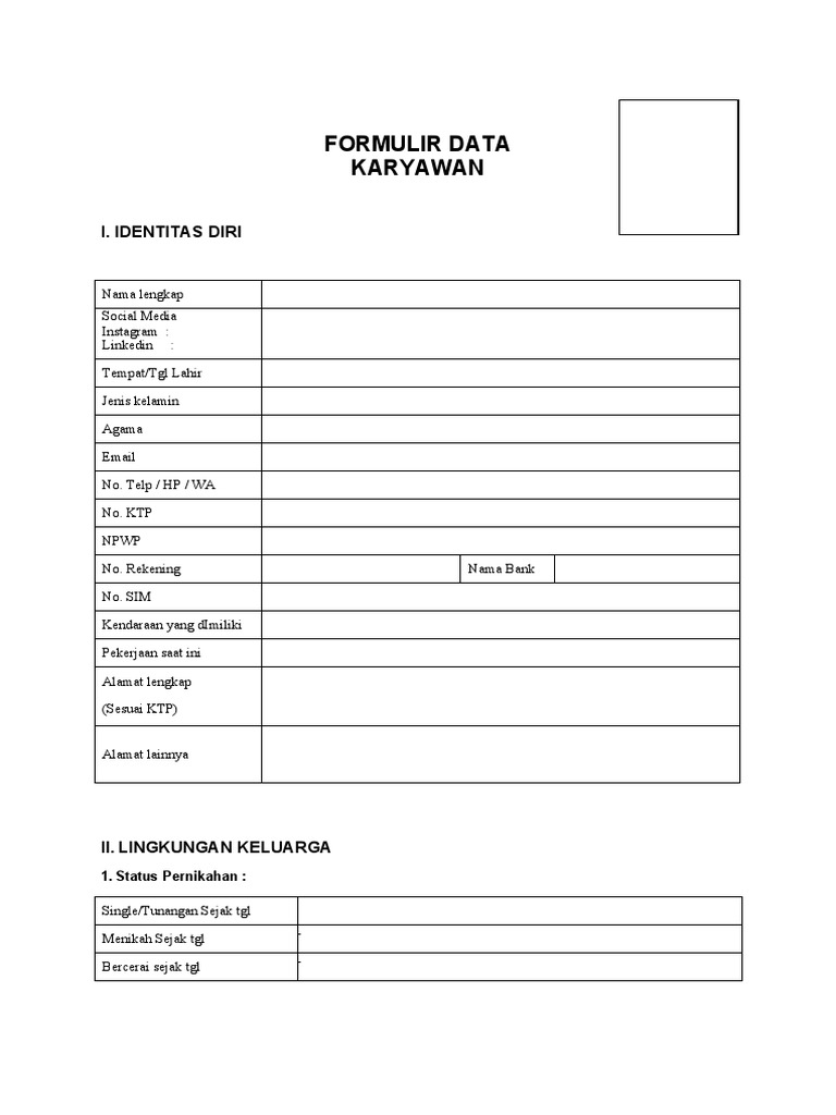 Contoh Formulir Pendaftaran Kerja | PDF