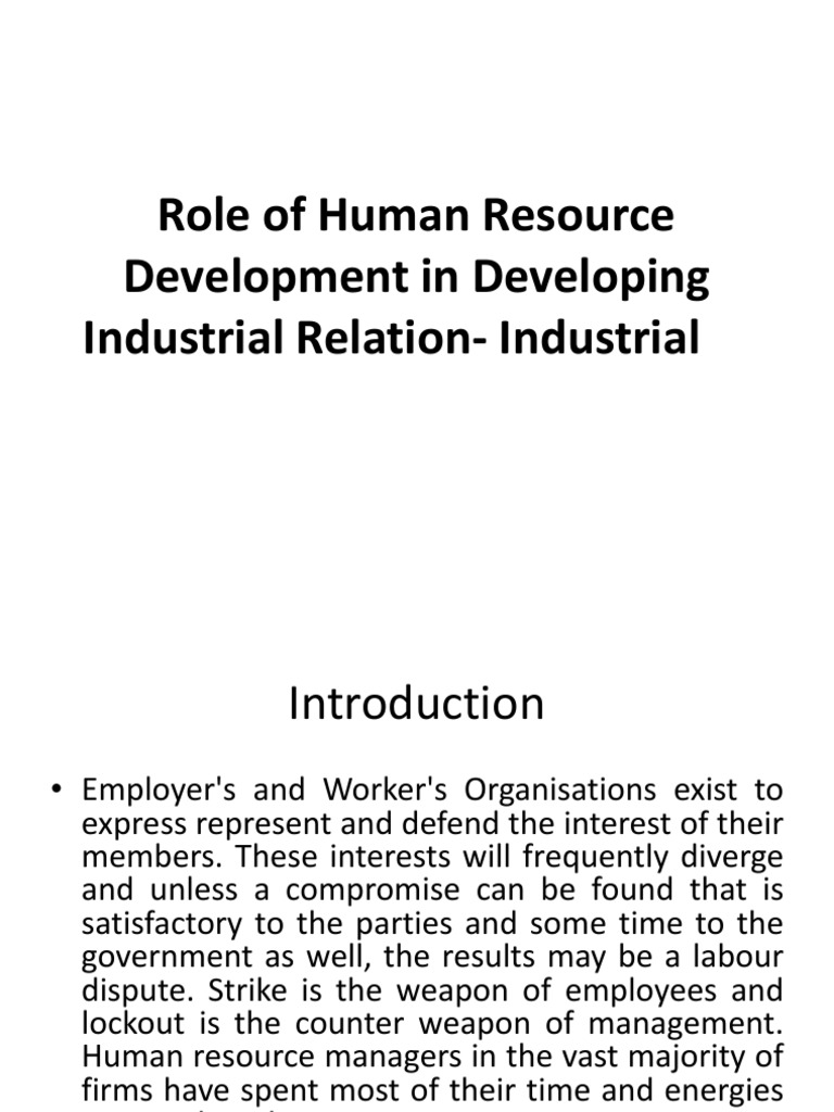 Module-6 (Role of Human Resource Development in Developing Industrial ... Module-6 (Role of Human Resource Development in Developing Industrial ...