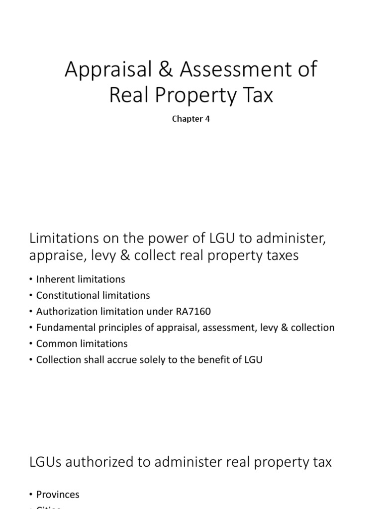 Part II. Chapter 4 Appraisal Assessment of Real Property Tax | PDF ...