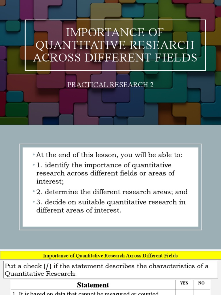 Lesson 2 Importance of Quantitative Research Across Different Fields ...