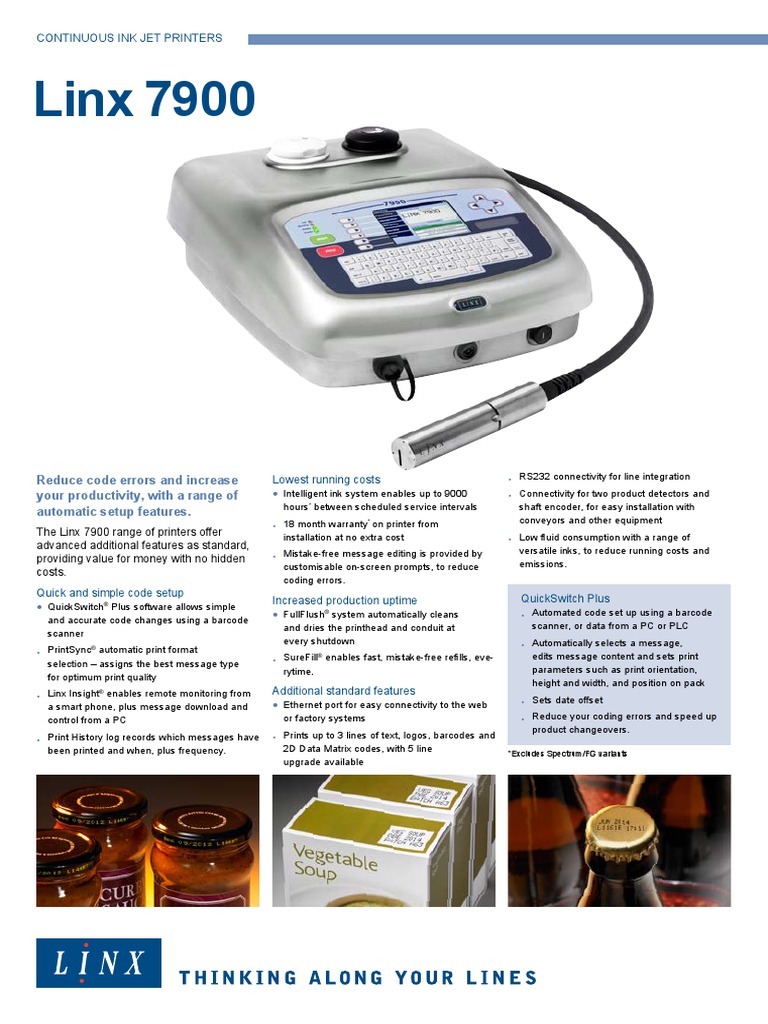 Linx 7900 Datasheet Web Mp42145 03 | PDF | Printer (Computing) | Barcode