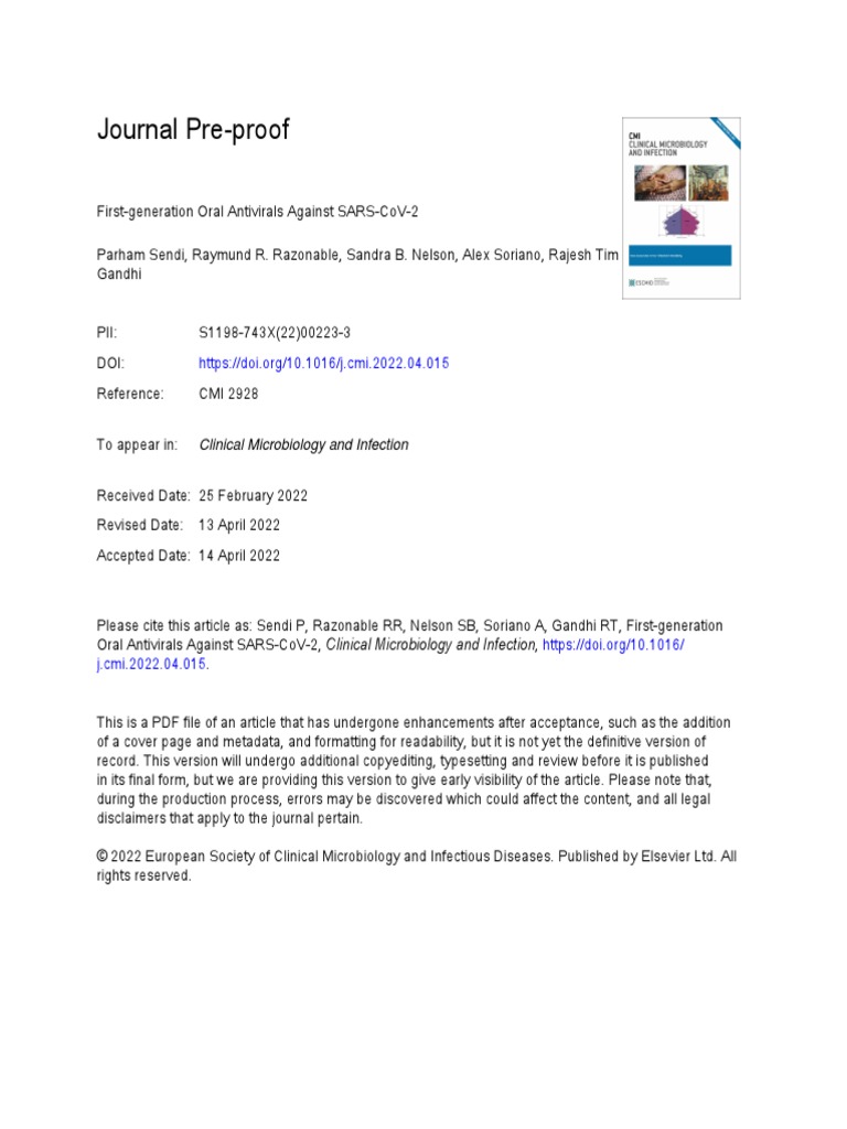Antivirales Orales de Primera Generación Contra El SARS CoV 2 Clinical ...