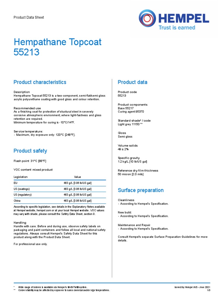 Hempathane 55213 | PDF | Specification (Technical Standard) | Shelf Life