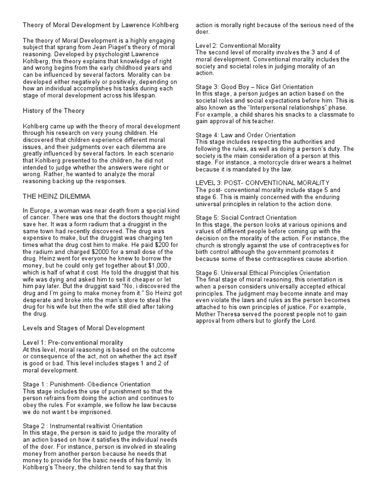 Theory of Moral Development by Lawrence Kohlberg | PDF | Morality ...