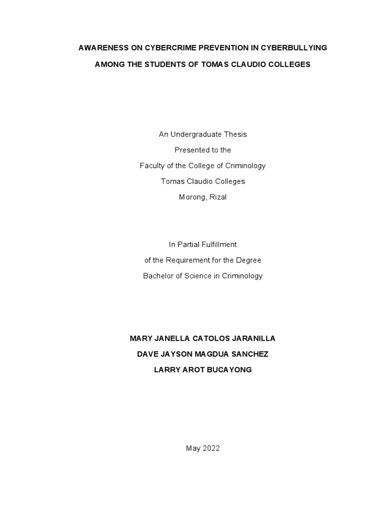 Graduation Thesis 2022 | PDF | Cyberbullying | Self Awareness Graduation Thesis 2022 | PDF | Cyberbullying | Self Awareness