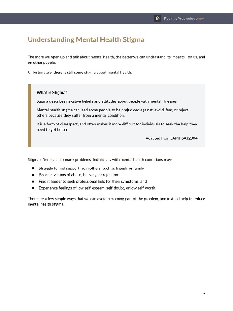 Understanding Mental Health Stigma | PDF | Social Stigma | Mental Health
