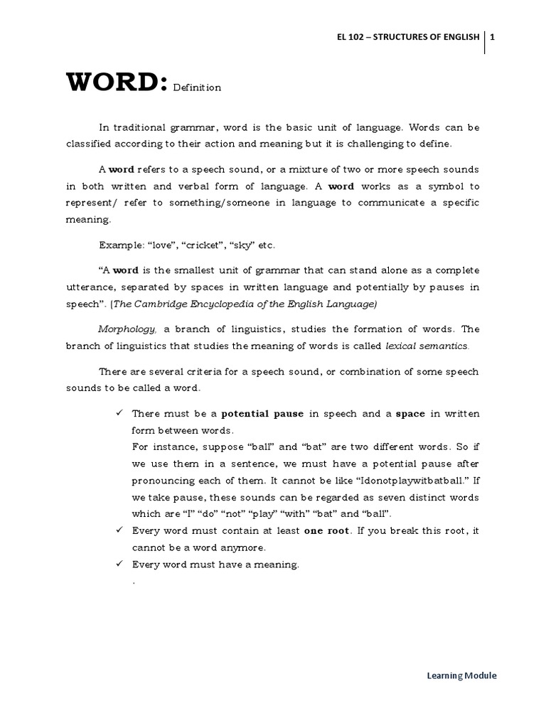 Structure of English Module | PDF