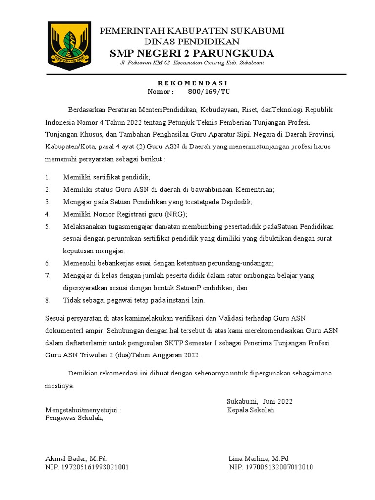 Contoh Rekomendasi | PDF