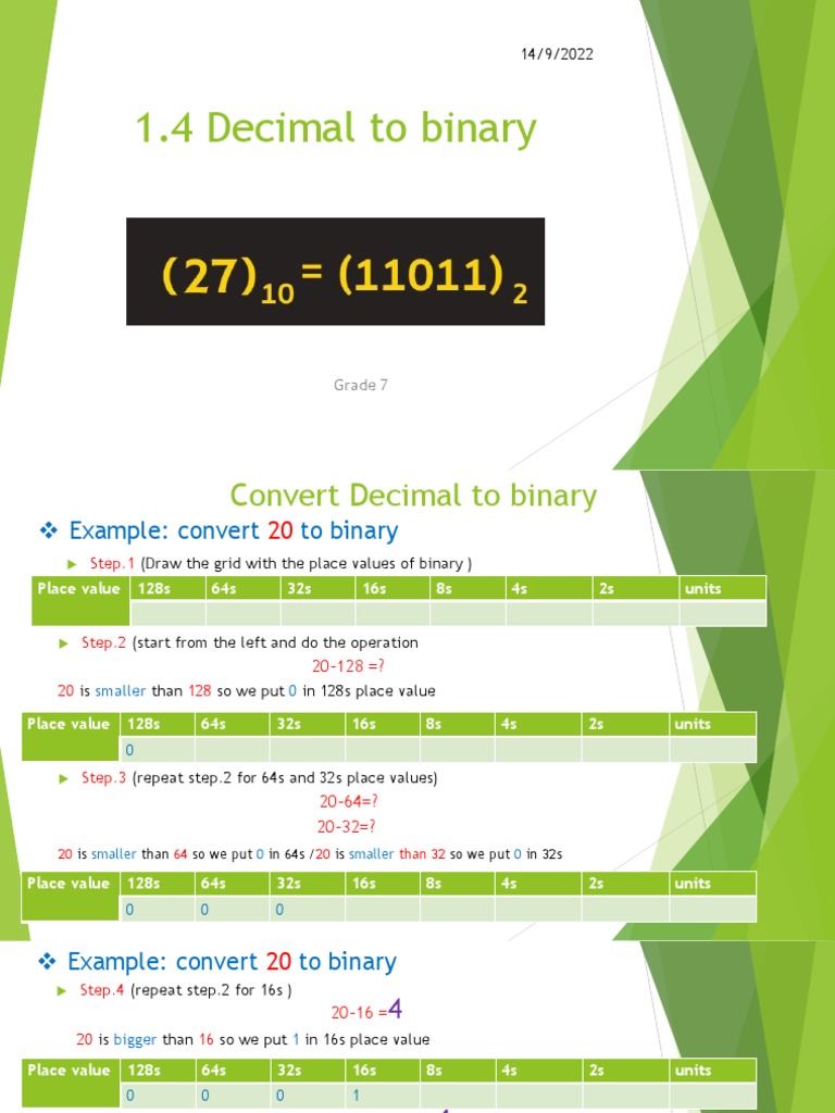 Lesson (4) Decimal To Binary | PDF | Encodings | Numbers