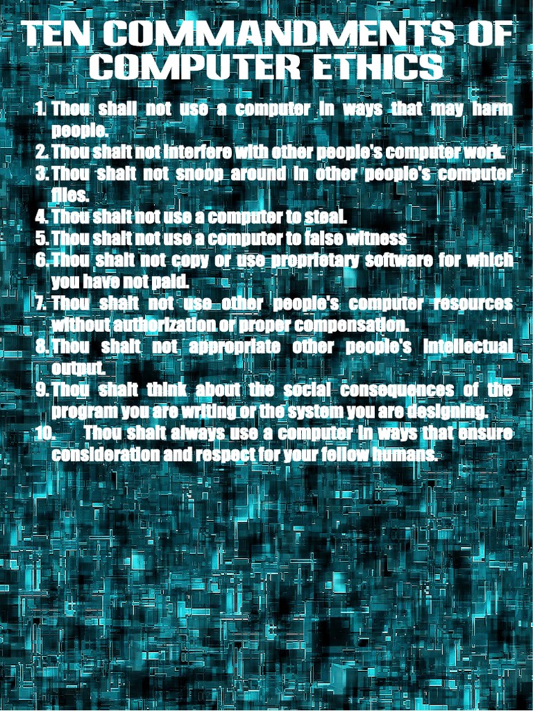 Ten Commandments of Computer Ethics | PDF