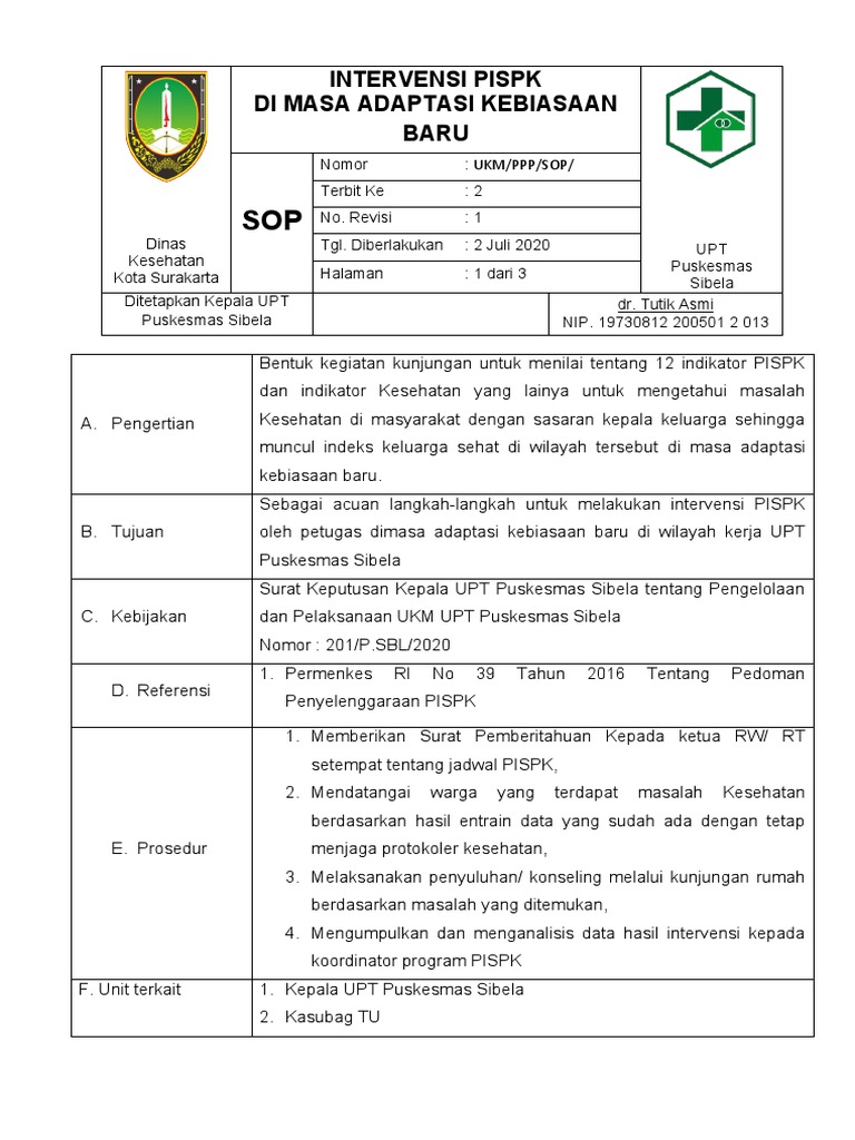 Sop Intervensi Pispk | PDF