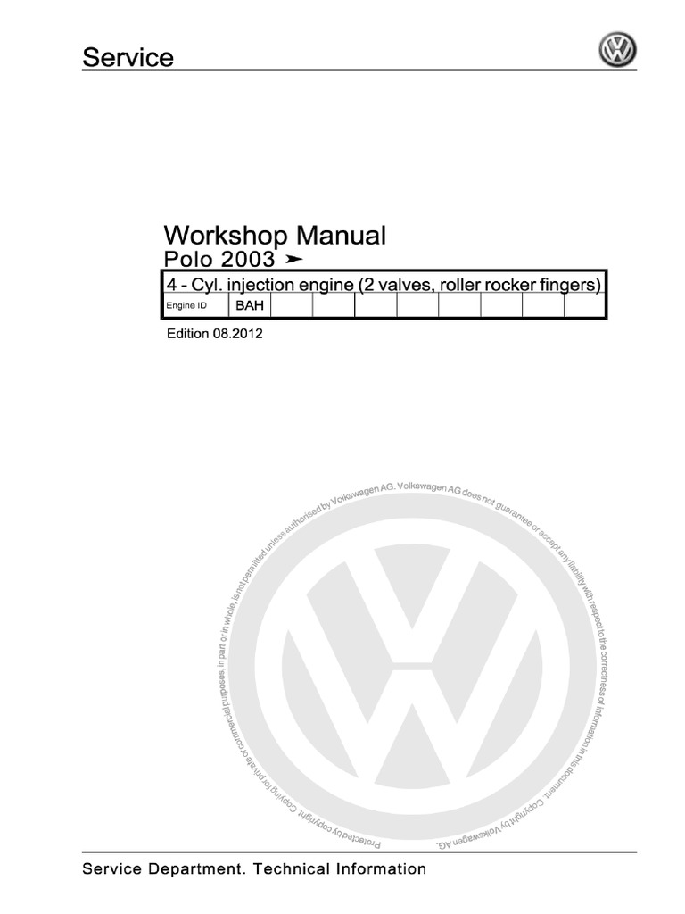 2002-2010 VW Derby Polo - 4-Cyl. Injection Engine (2 Valves, Roller ...