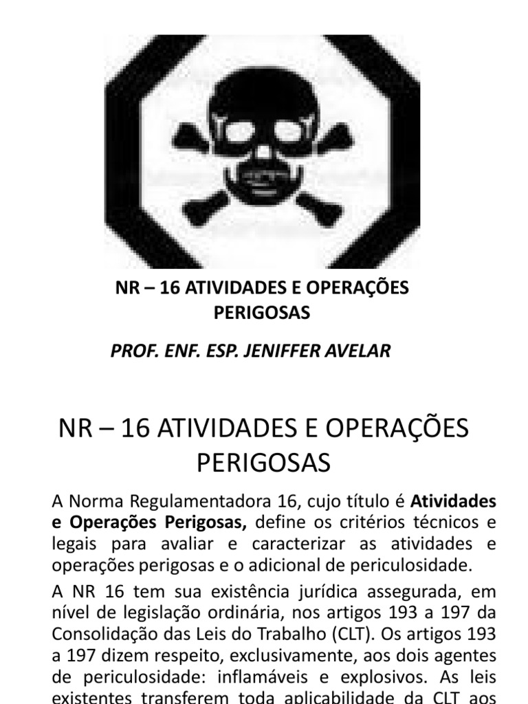 NR - 16 Atividades e Operações Perigosas | PDF | Material explosivo ...