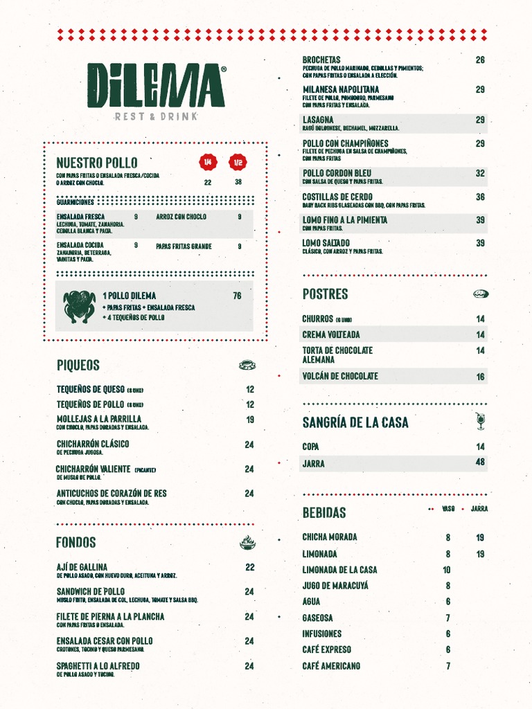 Dilema - Carta Menú | PDF | ensalada | Salsa de tomate