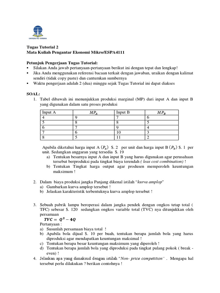 Tugas Tutorial 2 ESPA4111 | PDF