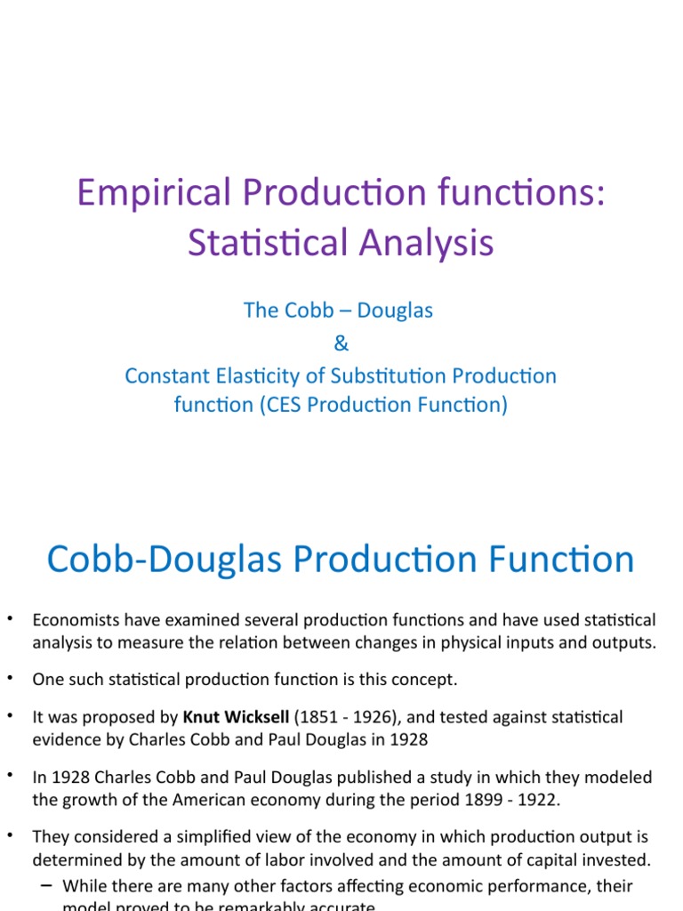 Cobb-Douglas & CES Production Functions | PDF | Production Function | Production And Manufacturing