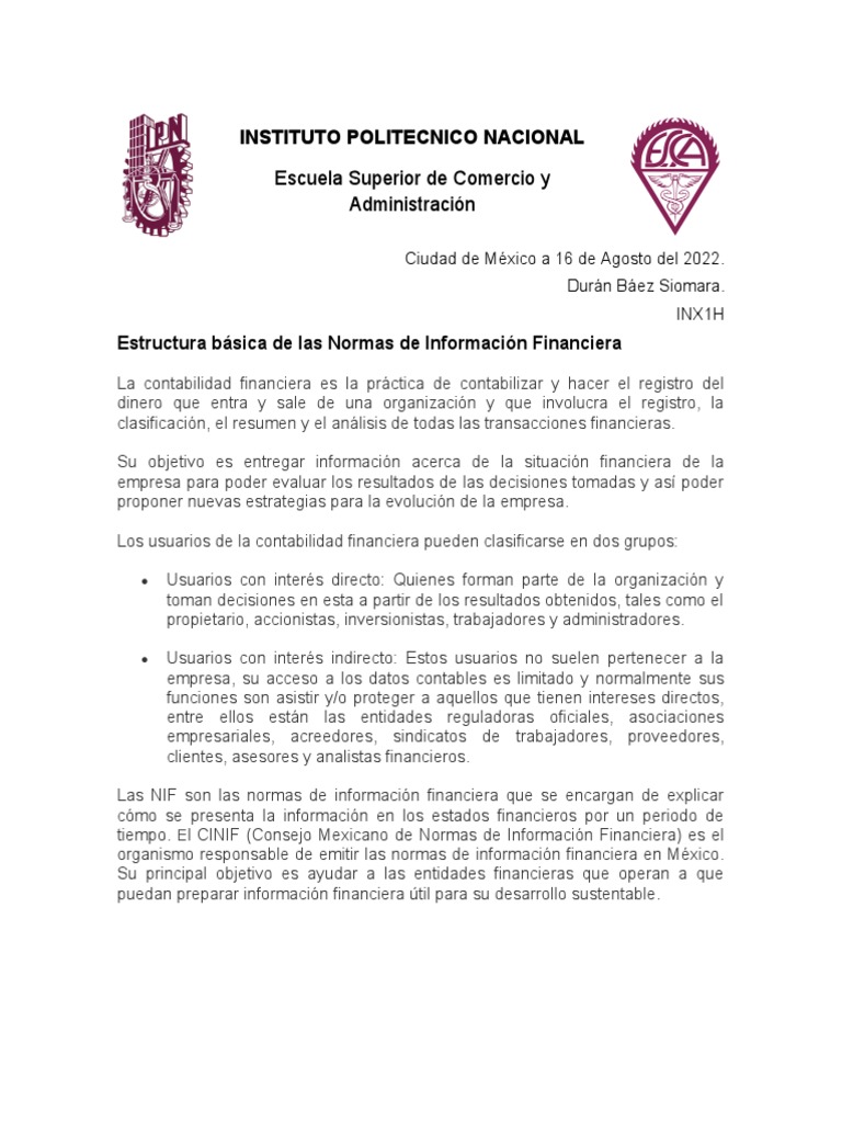 Estructura Básica de Las Normas de Información Financiera - Durán Báez ...
