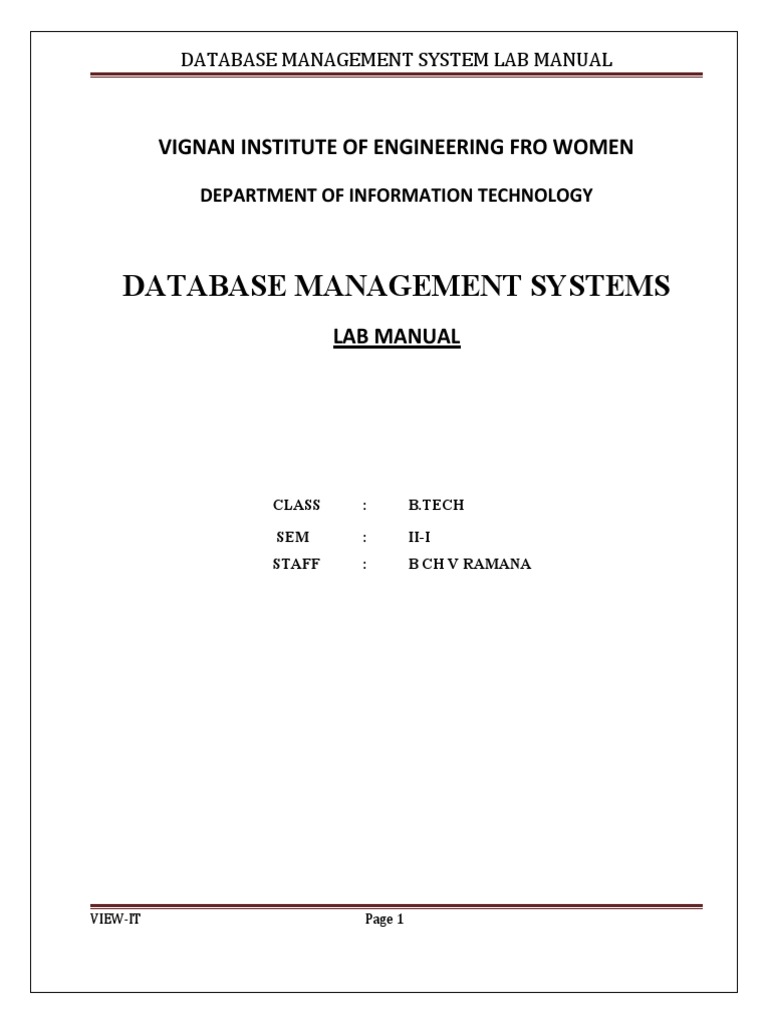 Dbms Lab Manual - 24!08!2022 | PDF Dbms Lab Manual - 24!08!2022 | PDF