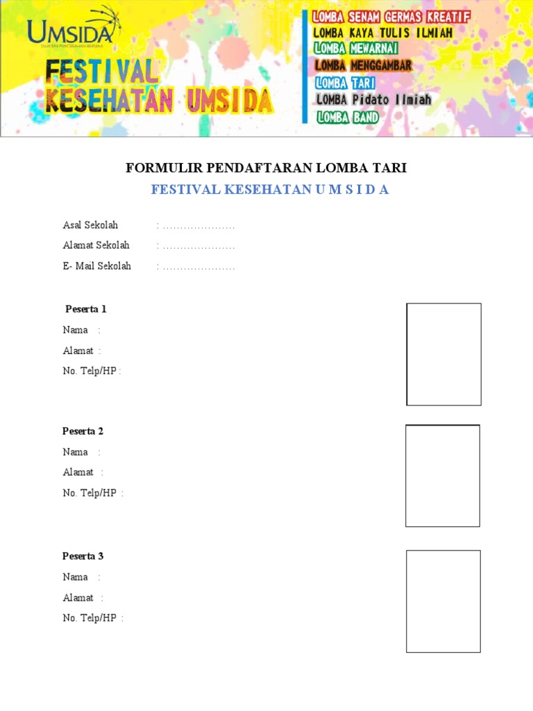 Formulir Pendaftaran Lomba Tari | PDF Formulir Pendaftaran Lomba Tari | PDF