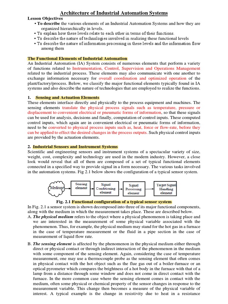 Industrial Automation System Architecture | PDF | Control Theory | Actuator