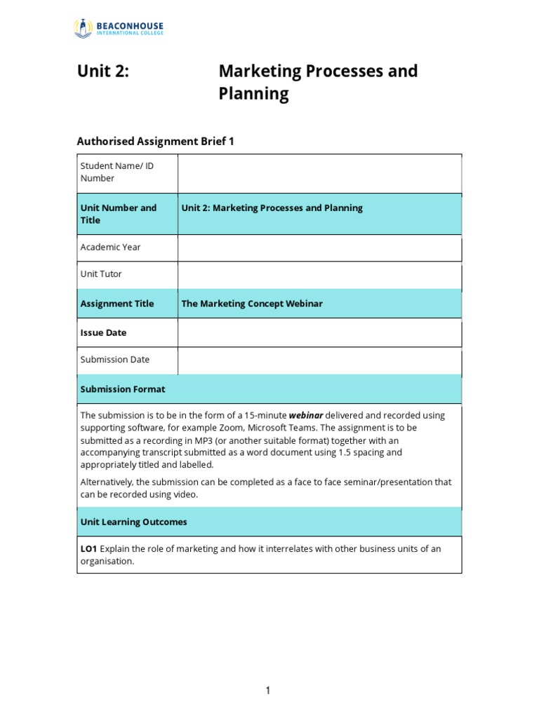 Unit 2 Marketing Processing and Planning | PDF | Marketing | Marketing ...