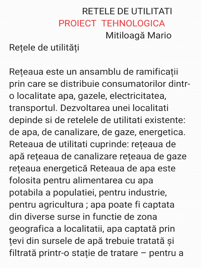 Retele de Utilitati Proiect - 221213 - 073134 | PDF