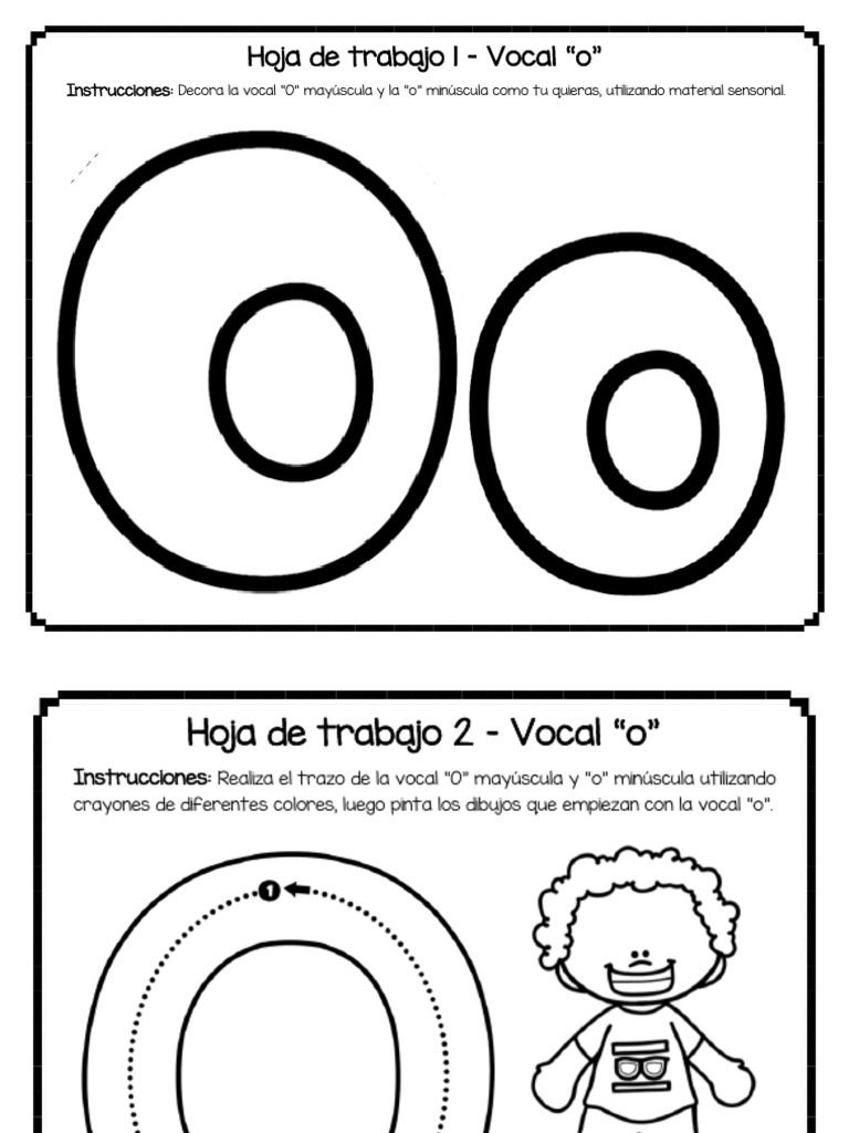 Hojas de Trabajo - Semanal - Vocal O | PDF