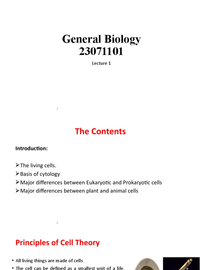 Lecture 1 | PDF | Cell (Biology) | Cell Membrane