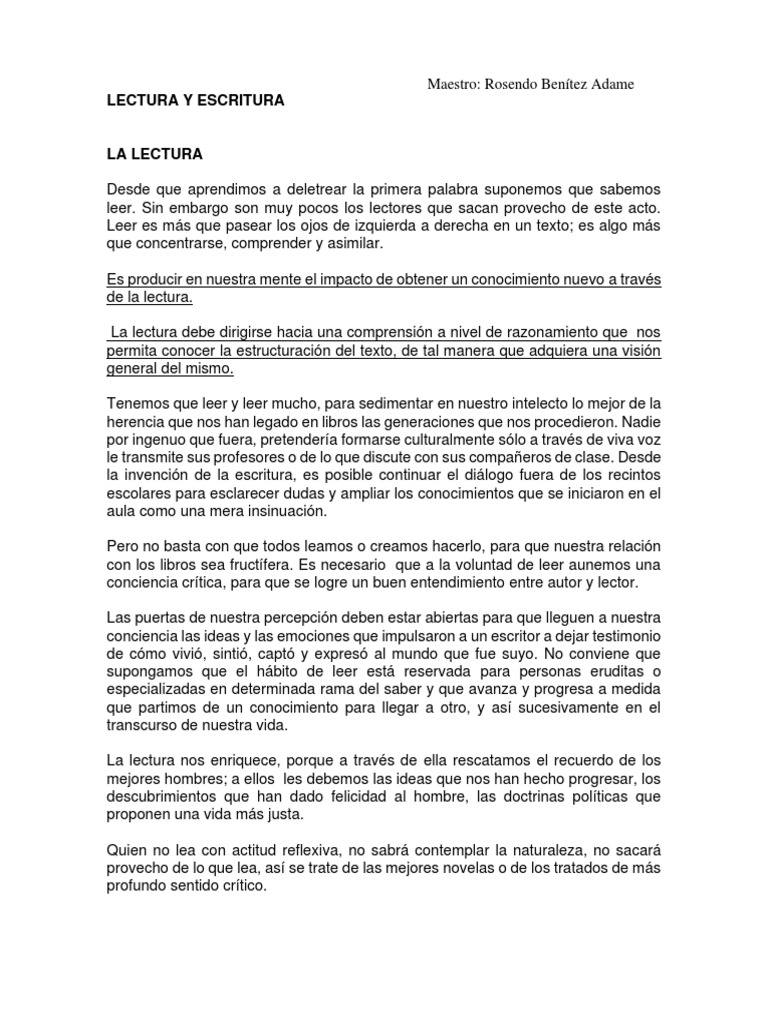 Lectura y Escritura | PDF | Comprensión | Comunicación