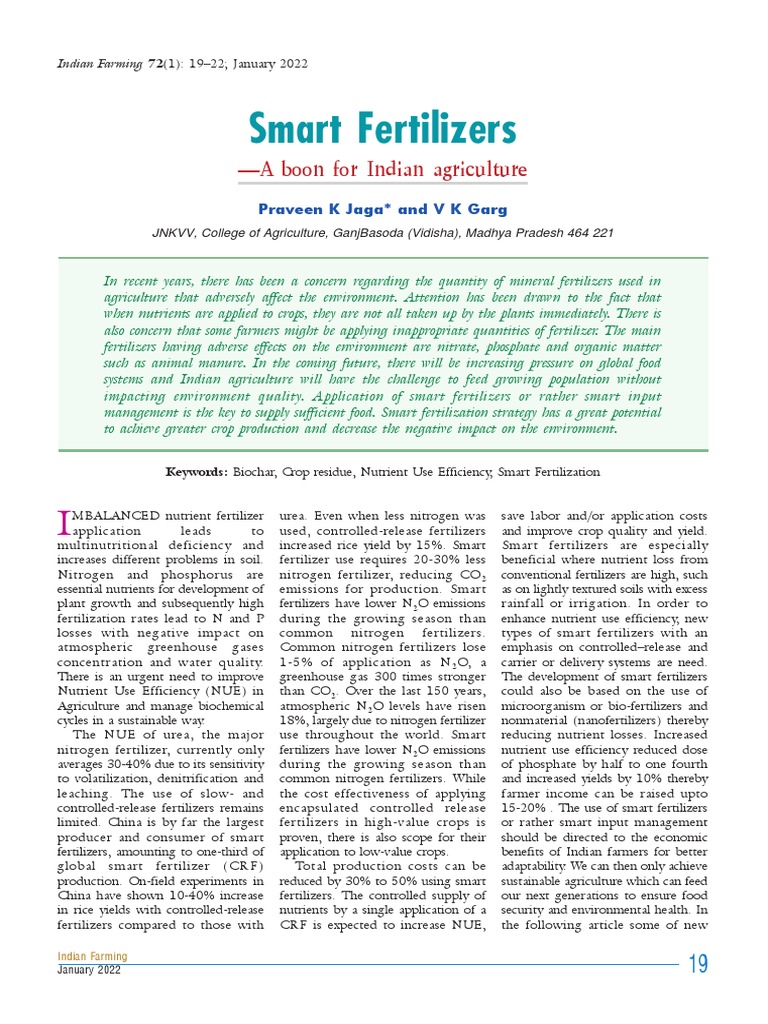 Ojsadmin, 07 Smart Fertilizers | PDF | Fertilizer | Agriculture