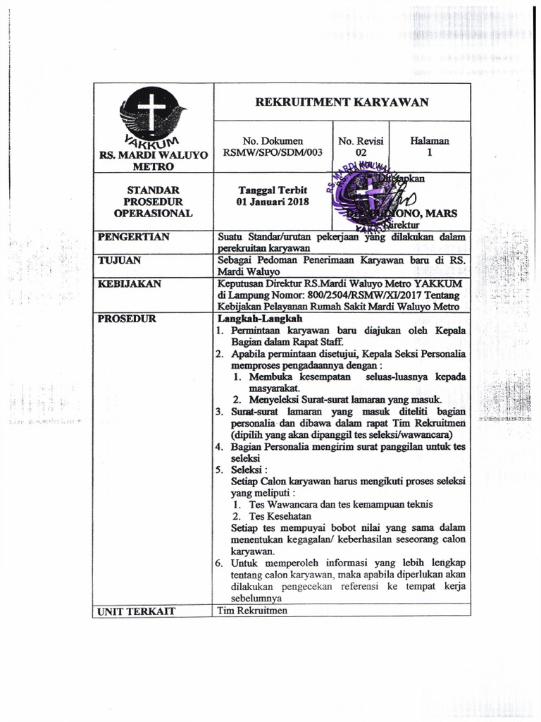 SPO Rekrutmen Karyawan & Penempatan Staf | PDF