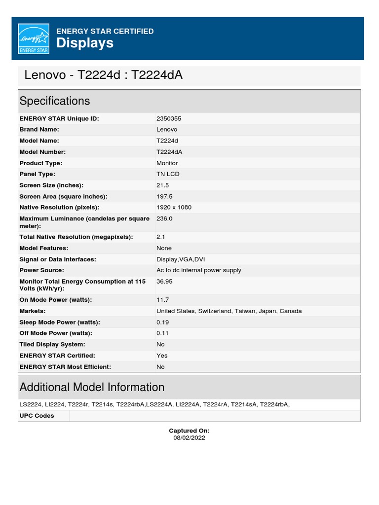 Lenovo - T2224d T2224dA-2022-08-02 | PDF