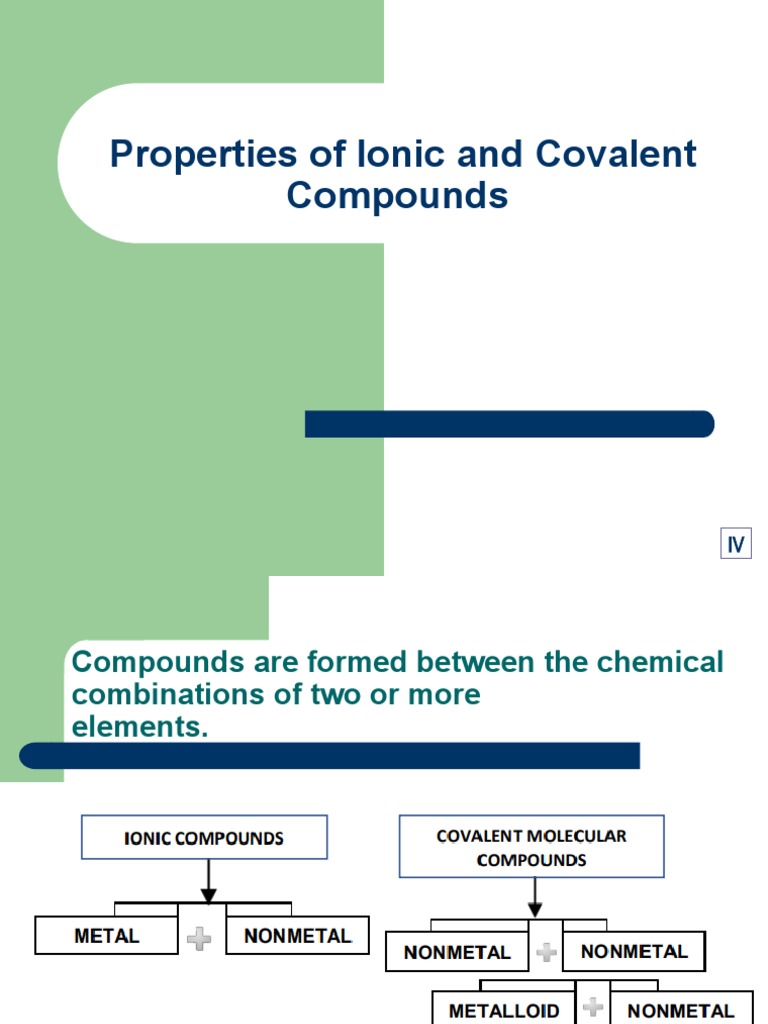 Properties of Ionic and Covalent Compounds | PDF
