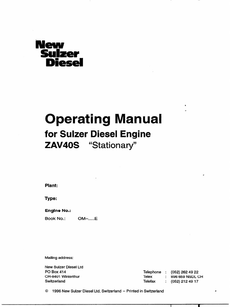 Sulzer ZAV 40 | PDF | Internal Combustion Engine | Fuel Oil