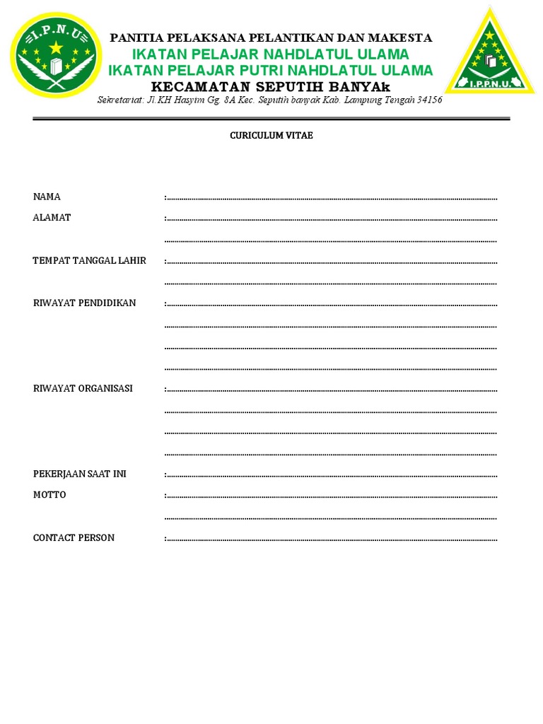 CV Panitia Pelantikan IPNU IPPNU Seputih Banyak | PDF | Bisnis | Griya ...