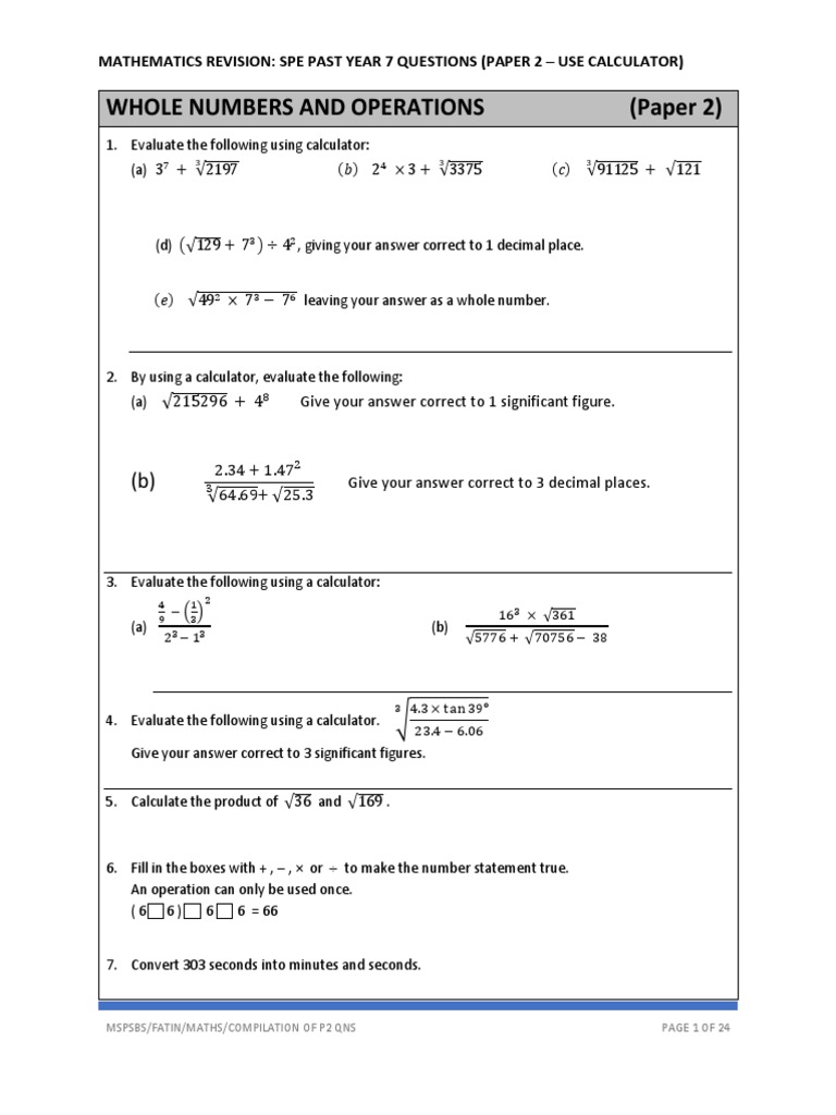 Spe Math p2 Revision Yr7 | PDF | Area | Triangle