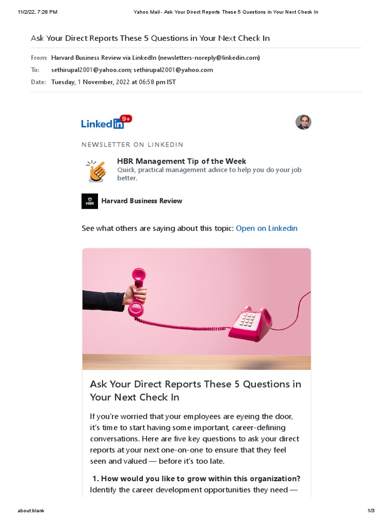 Ask Your Direct Reports These 5 Questions in Your Next Check in | PDF ...