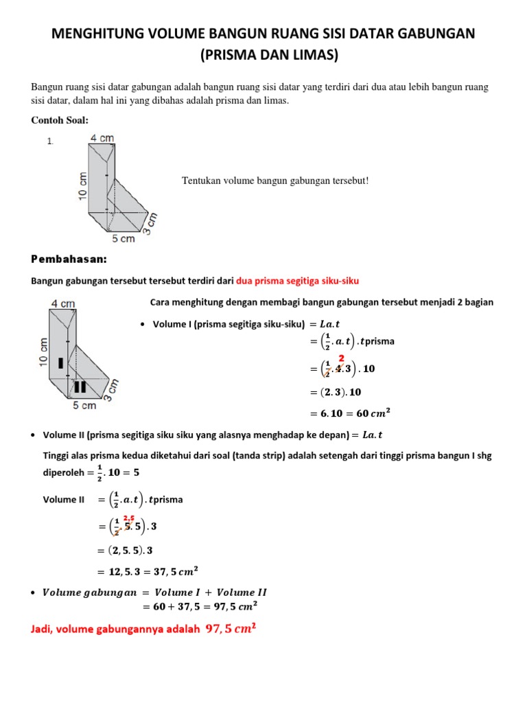 Menghitung Volume Bangun Ruang Sisi Datar Gabungan | PDF