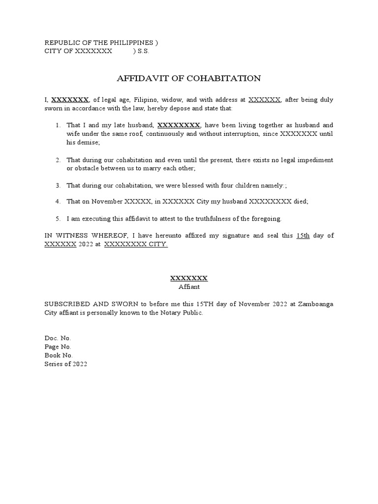 Affidavit of Cohabitation | PDF