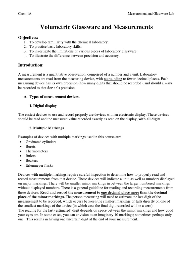 Precision vs. Accuracy in Lab Glassware | PDF | Accuracy And Precision ...