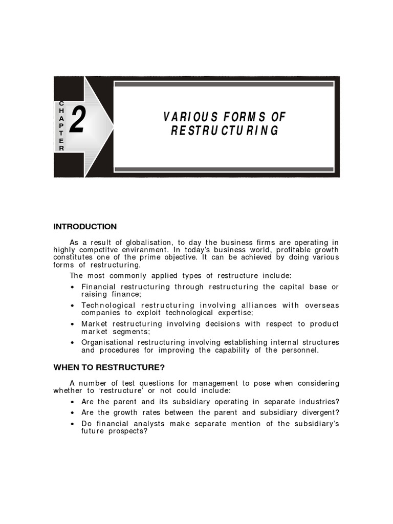 Various Forms of Restructuring | PDF | Leveraged Buyout | Takeover