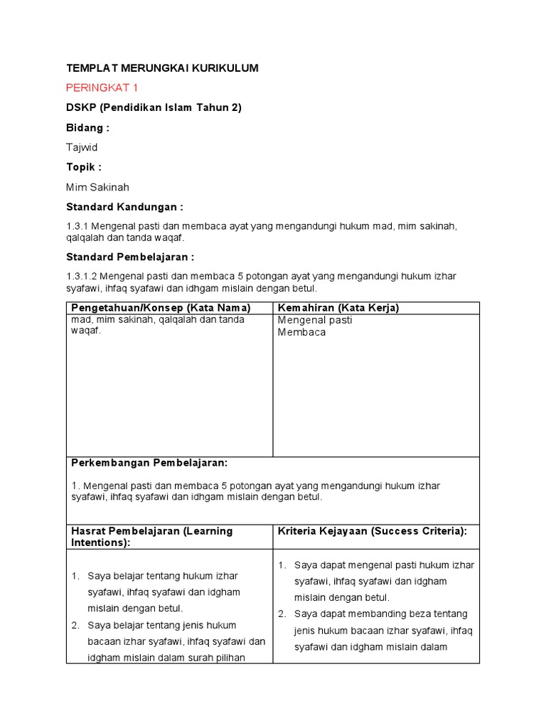 Templat Merungkai Kurikulum Group C | PDF | Karier & Perkembangan