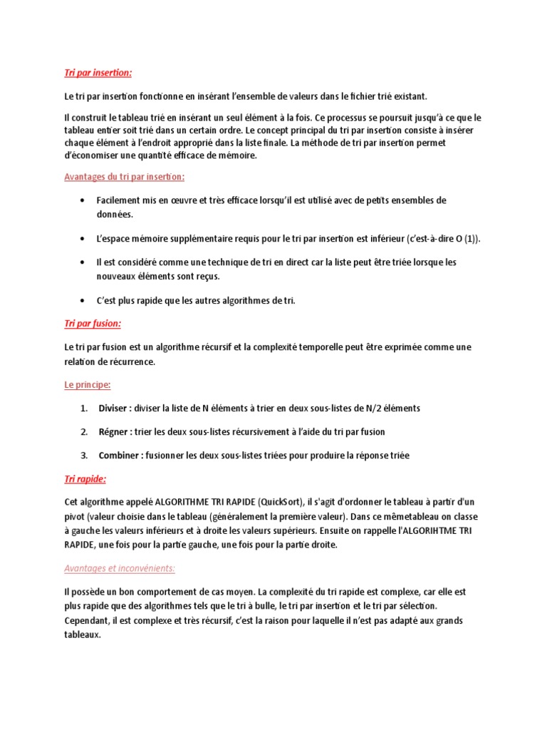 Les Types de Tri | PDF