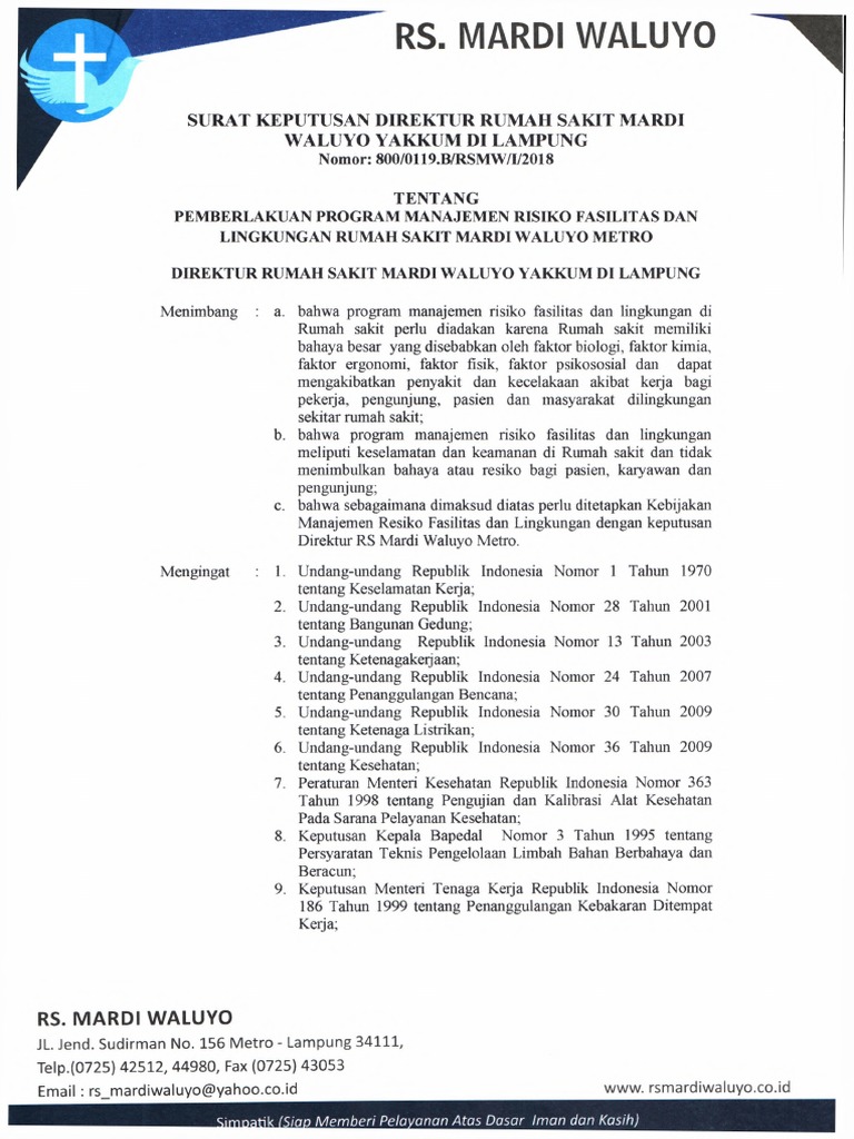 SK Program Manajemen Resiko Fasilitas Lingkungan | PDF