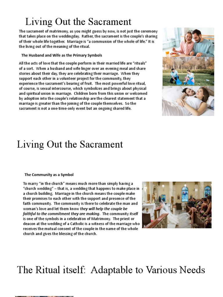 Living Out The Sacrament of Matrimony | PDF | Catholic Church | Marriage