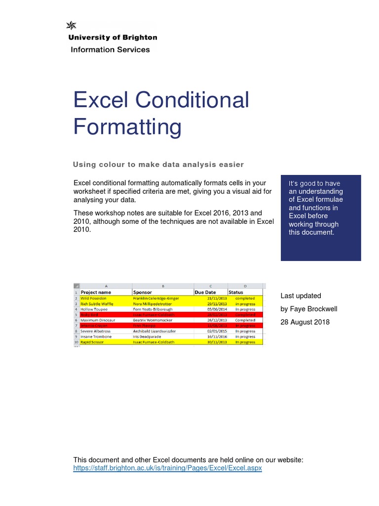 Excel Conditional Formatting (PC) | PDF | Microsoft Excel | Spreadsheet