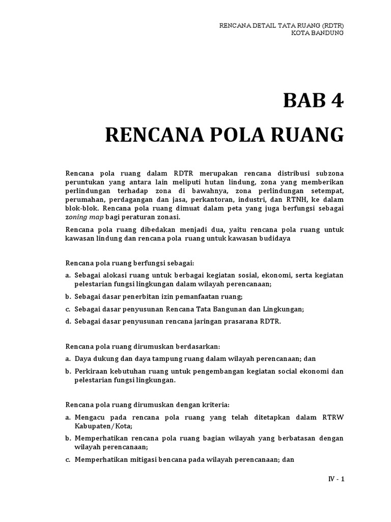 Bab IV Rencana Pola Ruang Edit - Geat Fix BGT | PDF