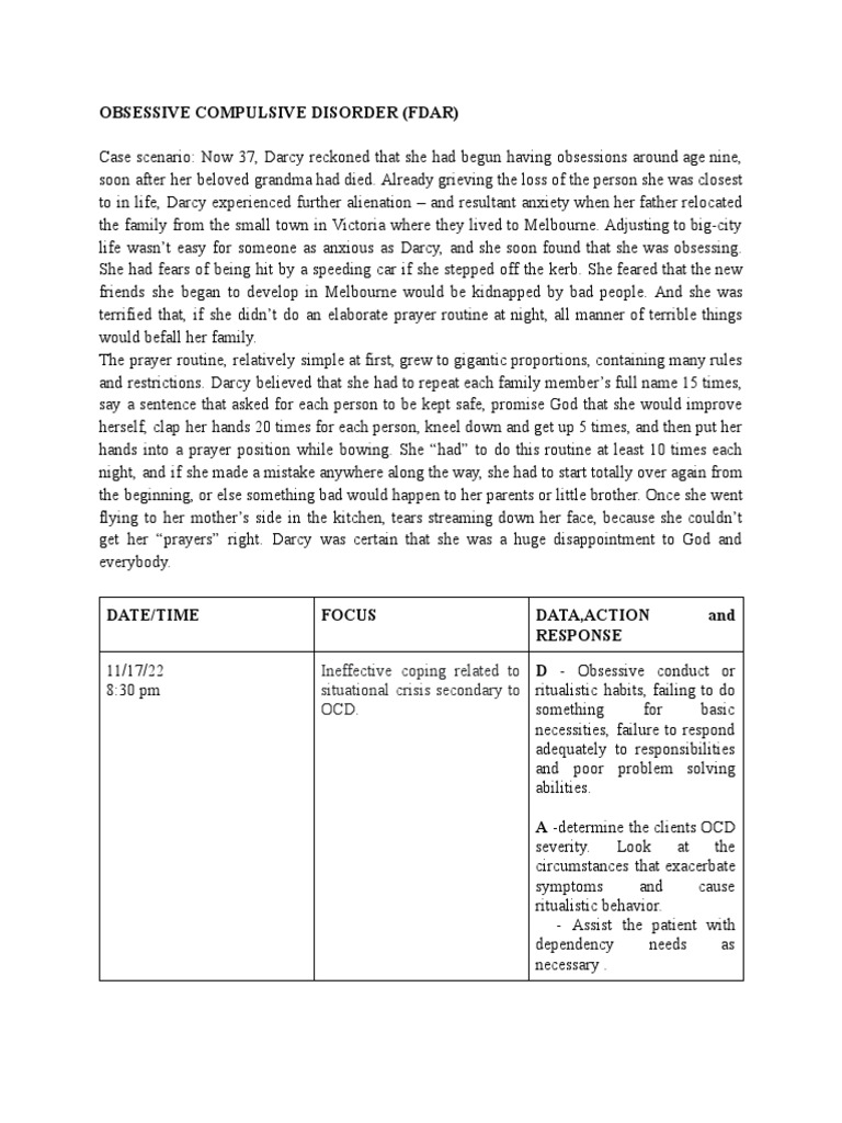 OCD Case Study: Darcy's Journey | PDF | Obsessive–Compulsive Disorder ...