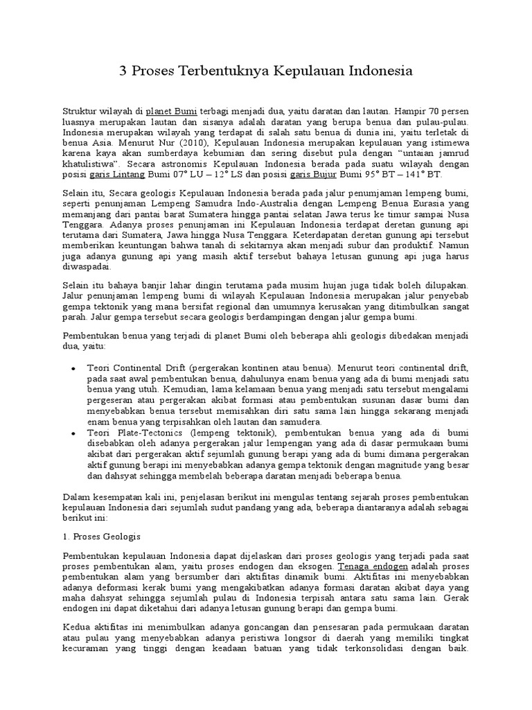 3 Proses Terbentuknya Kepulauan Indonesia | PDF | Ilmu Sosial | Perjalanan