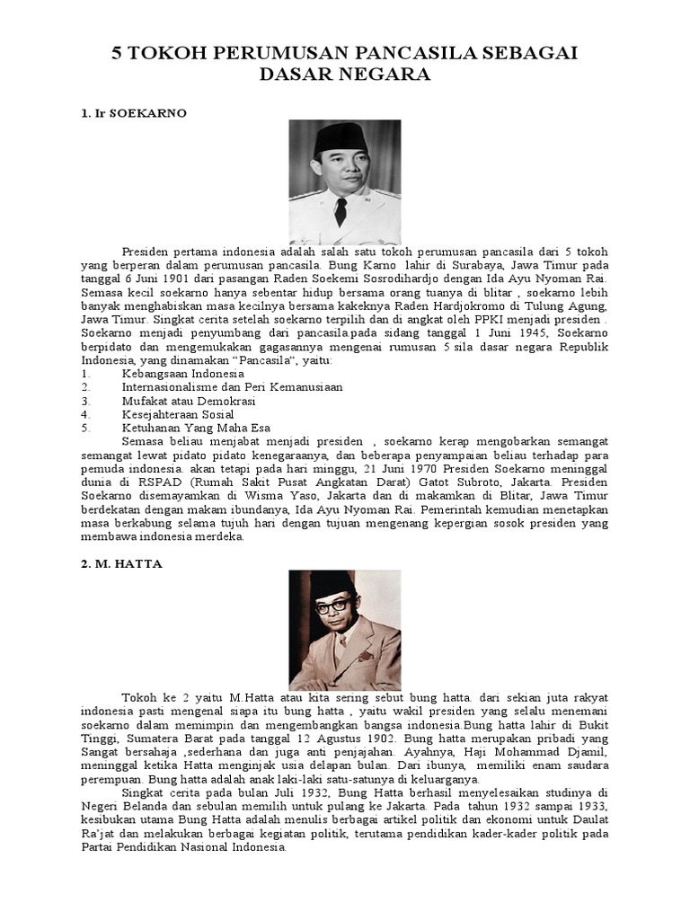 5 Tokoh Perumusan Pancasila Sebagai Dasar Negara | PDF